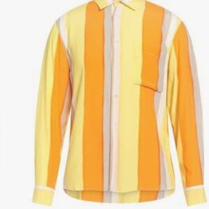 Sandro | Shirts | Sandro Yellow And Orange Striped Mens Shirt | Poshmark